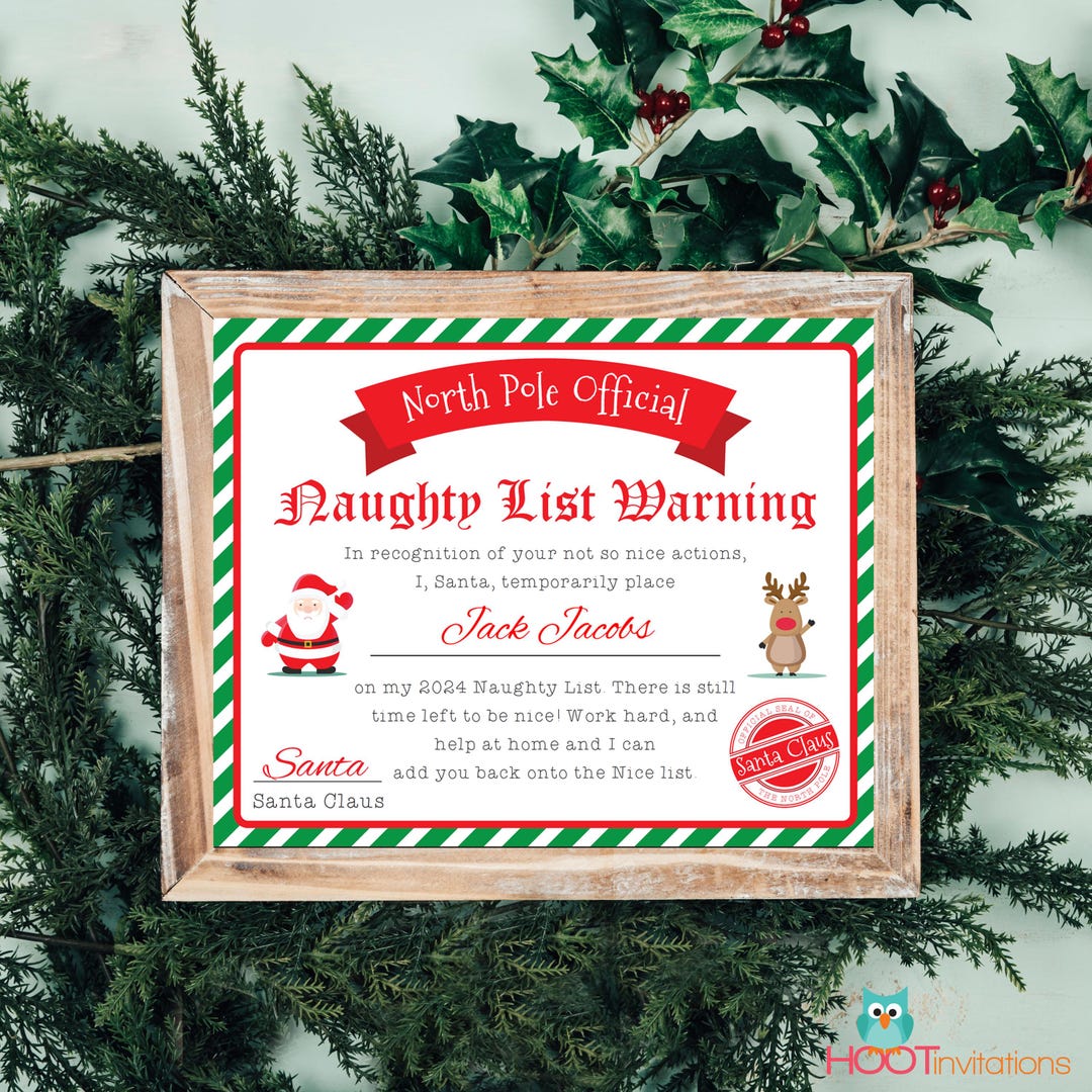 Santa Nice List Certificate, Christmas Printables, Naughty List, Kids ...