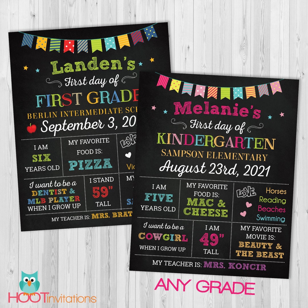 Back to School Sign, First Day of School Sign, 1st Day of School ...