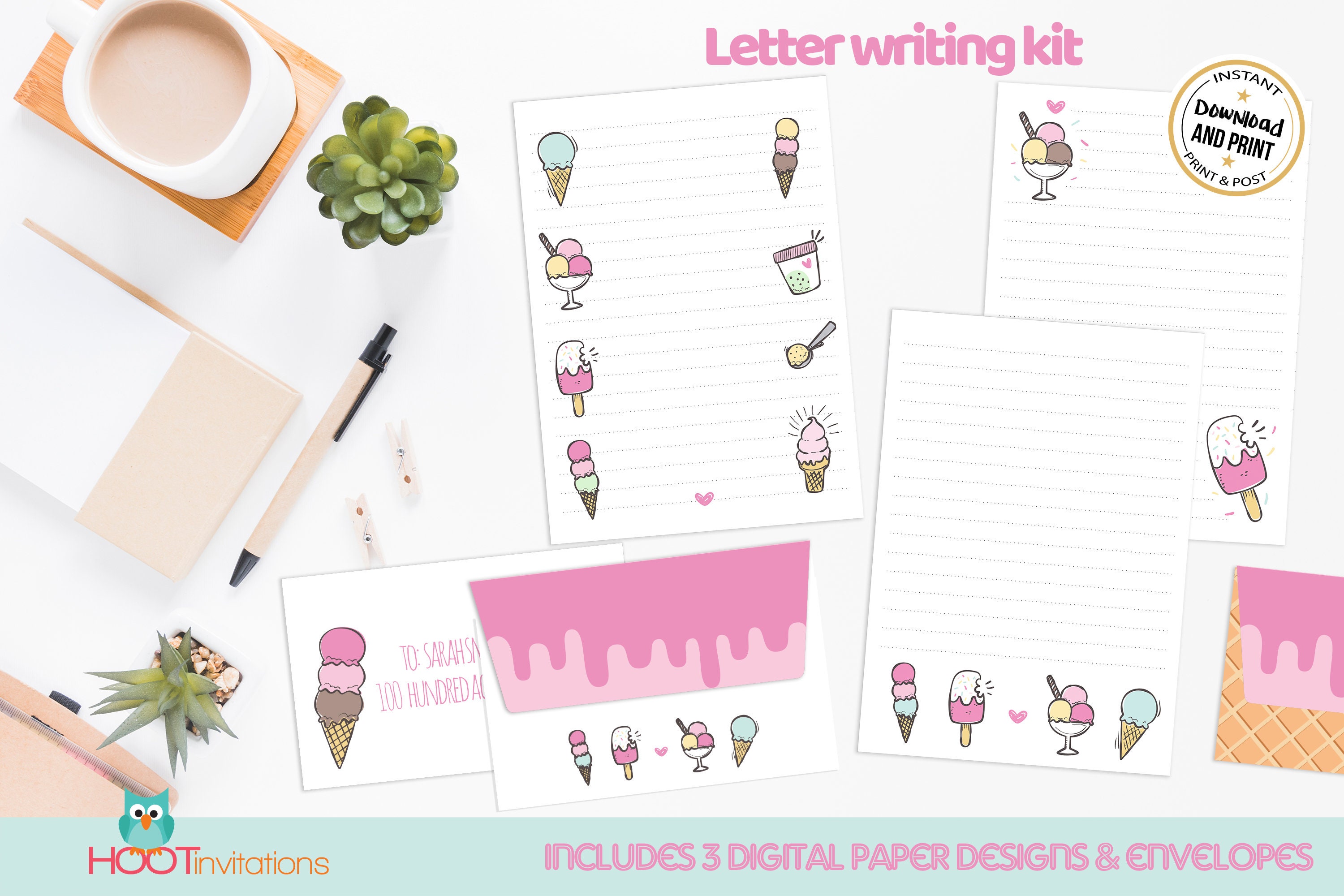 Letter writing set Korean stationery Pen Pal kit stationery | Etsy