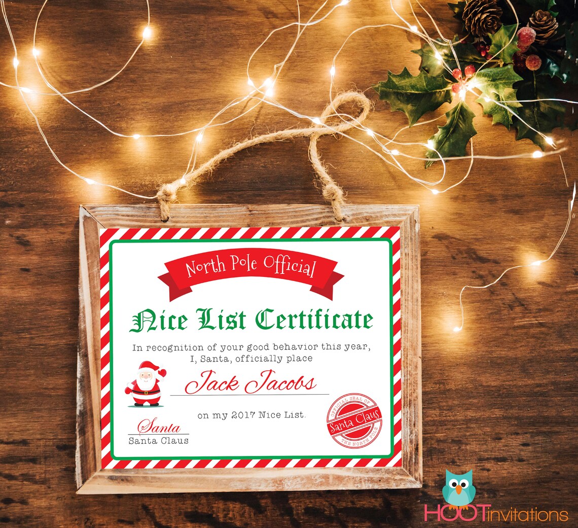 Santa Nice List Certificate Christmas Printables Naughty - Etsy Australia