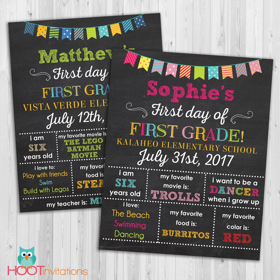 First Day of First Grade Sign, First Day of School Sign, First Grade ...