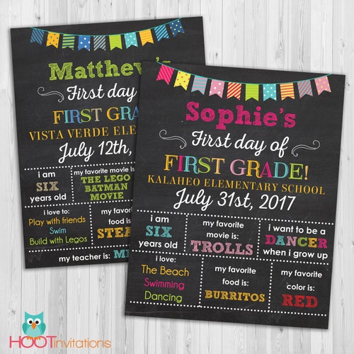 Rainbow First Day of Kindergarten Sign Printable Girl Back to - Etsy