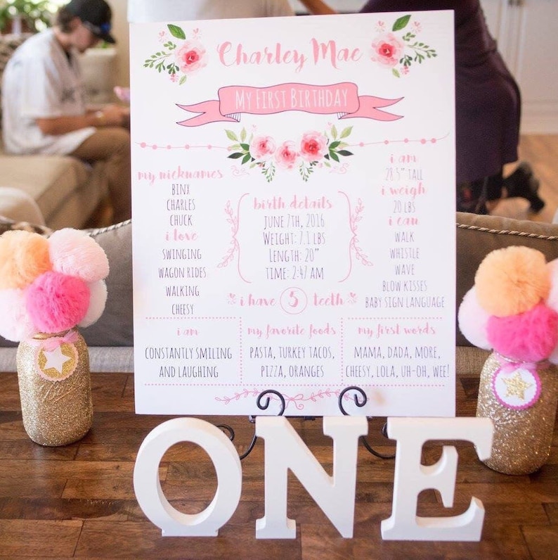 First Birthday Chalkboard Sign Girls Chalkboard First - Etsy