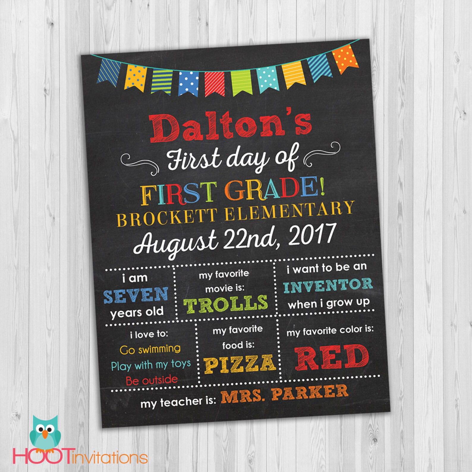 First Day of First Grade Sign, First Day of School Sign, First Grade ...