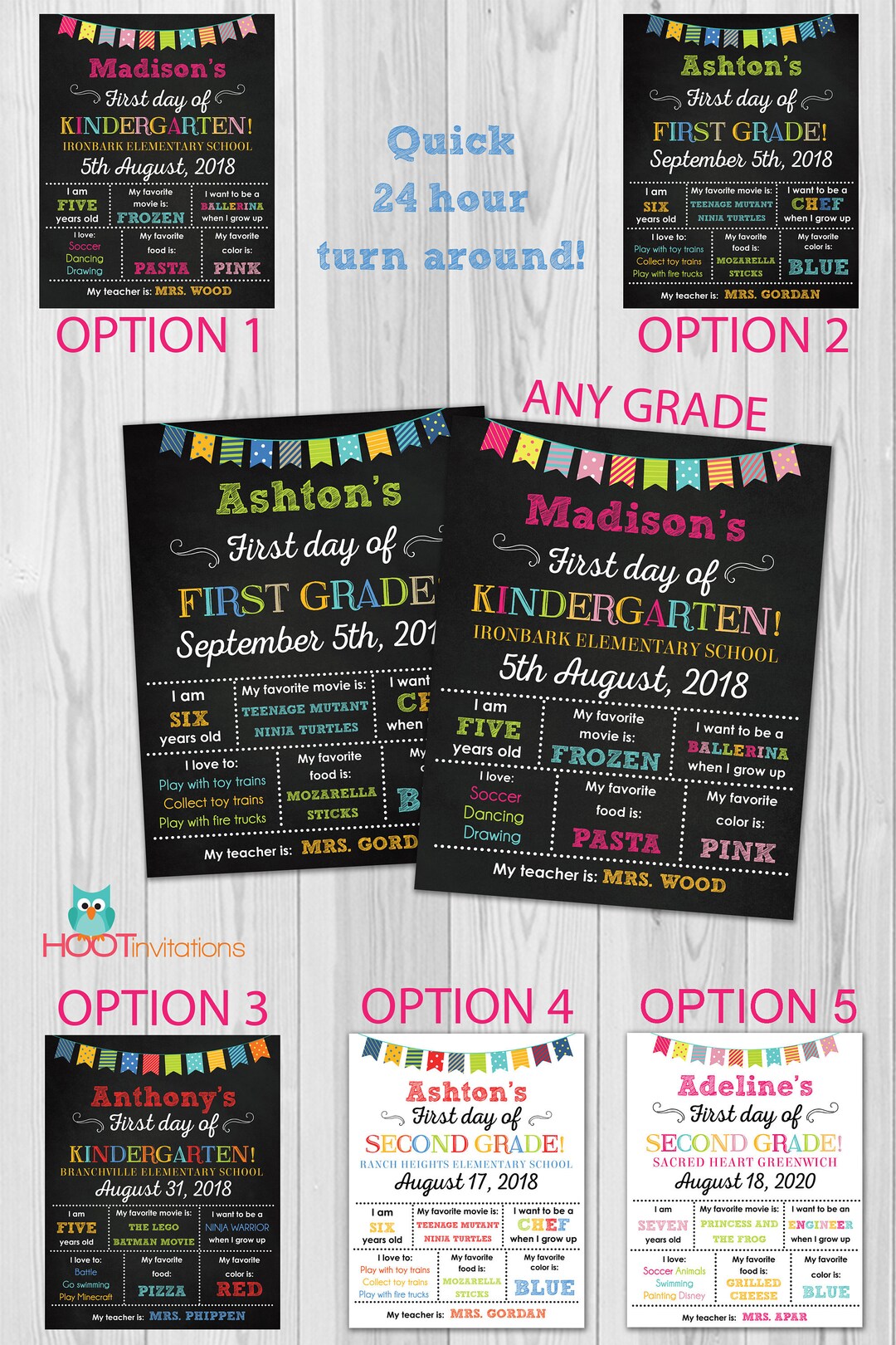 First Day of Kindergarten Sign, First Day of School Sign, Girls ...