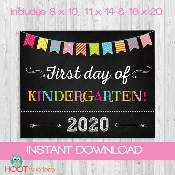 First day of Kindergarten sign First day of school sign | Etsy