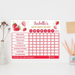 Editable Chore Chart, Strawberry Reward Chart, Chore Chart for Kids ...