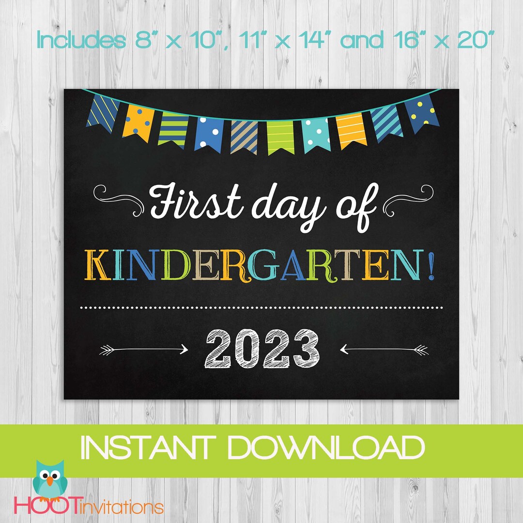 First Day of Kindergarten Sign Boy First Day of School Sign - Etsy
