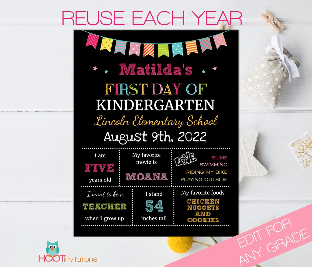 Reusable Back to School Sign, First Day of School Sign, 1st Day of ...