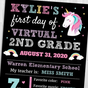 Unicorn First Day of School Sign Editable, Back to School Sign, 1st Day ...