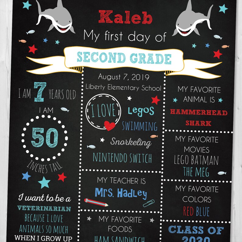 Shark First Day of School Sign Baby Shark Sign First Day of - Etsy