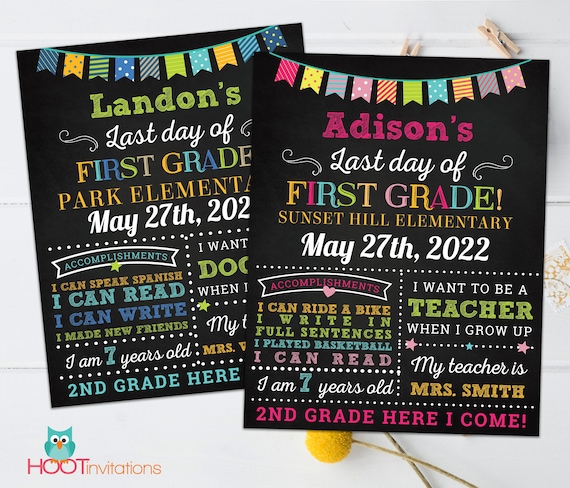 Last Day of First Grade Sign Last Day of School Sign - Etsy