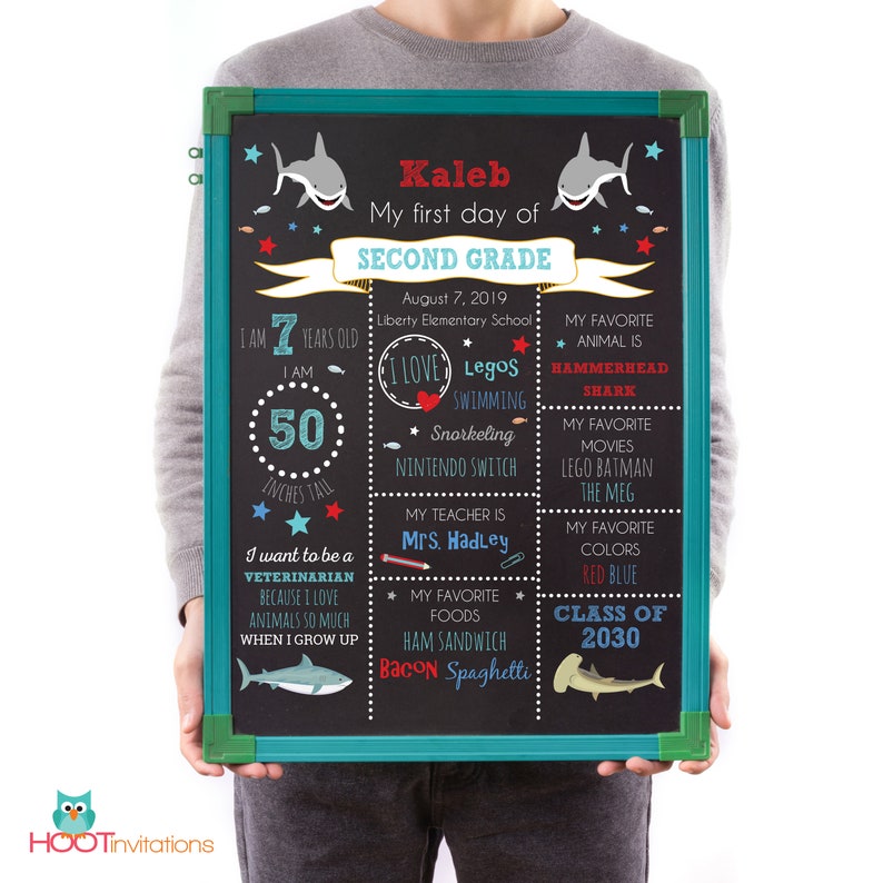 Shark First Day of School Sign Baby Shark Sign First Day of | Etsy