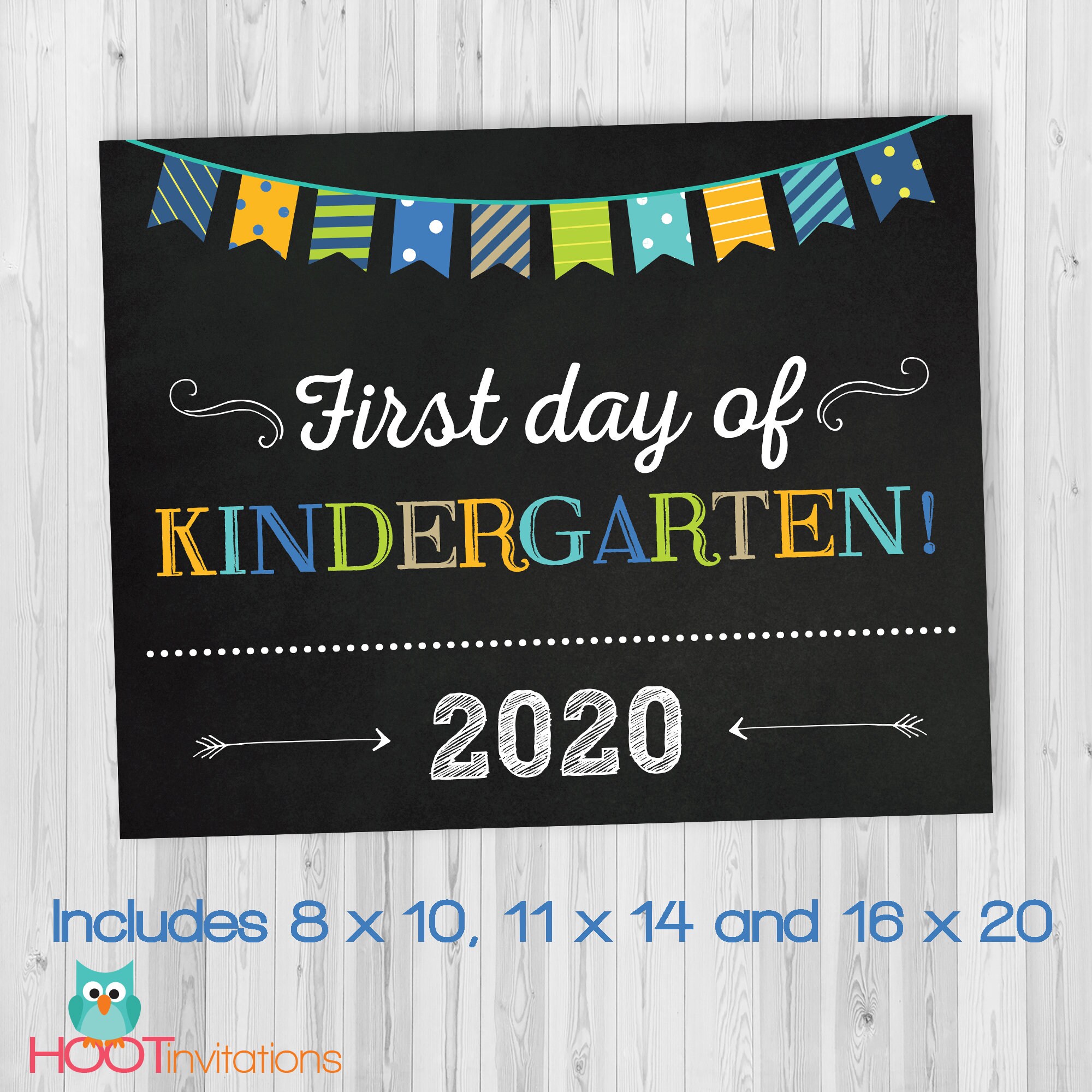 First day of Kindergarten sign boy First day of school sign | Etsy