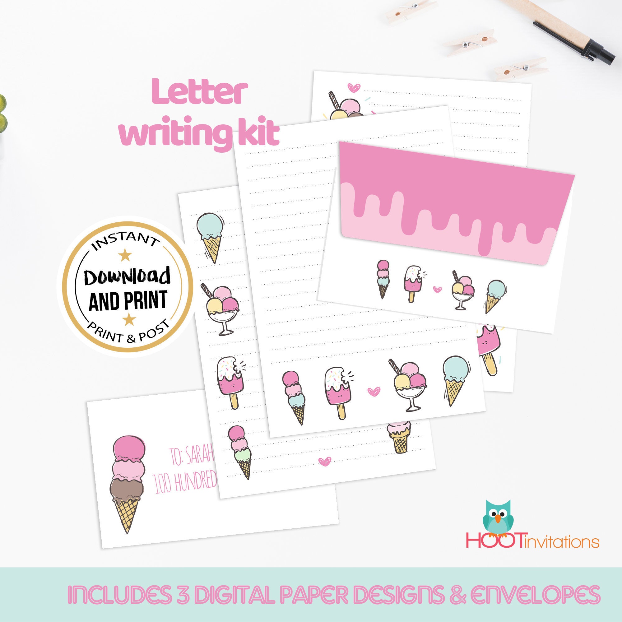 Letter Writing Set, Korean Stationery, Pen Pal Kit, Stationery Paper ...