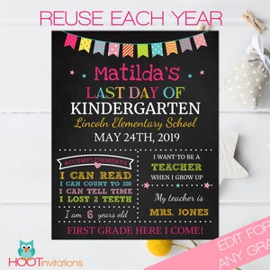 Last Day of School Sign, Graduation Printable, Kindergarten Graduation ...