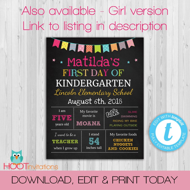 First Day of School Sign Editable, Back to School Sign, 1st Day of ...