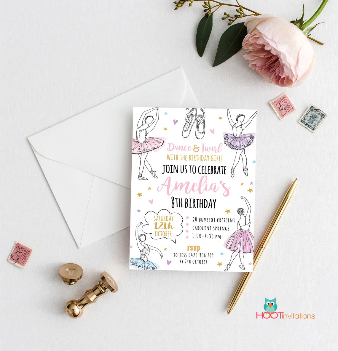 Ballet Invitation, Ballerina Birthday Invitation, Ballerina Party ...