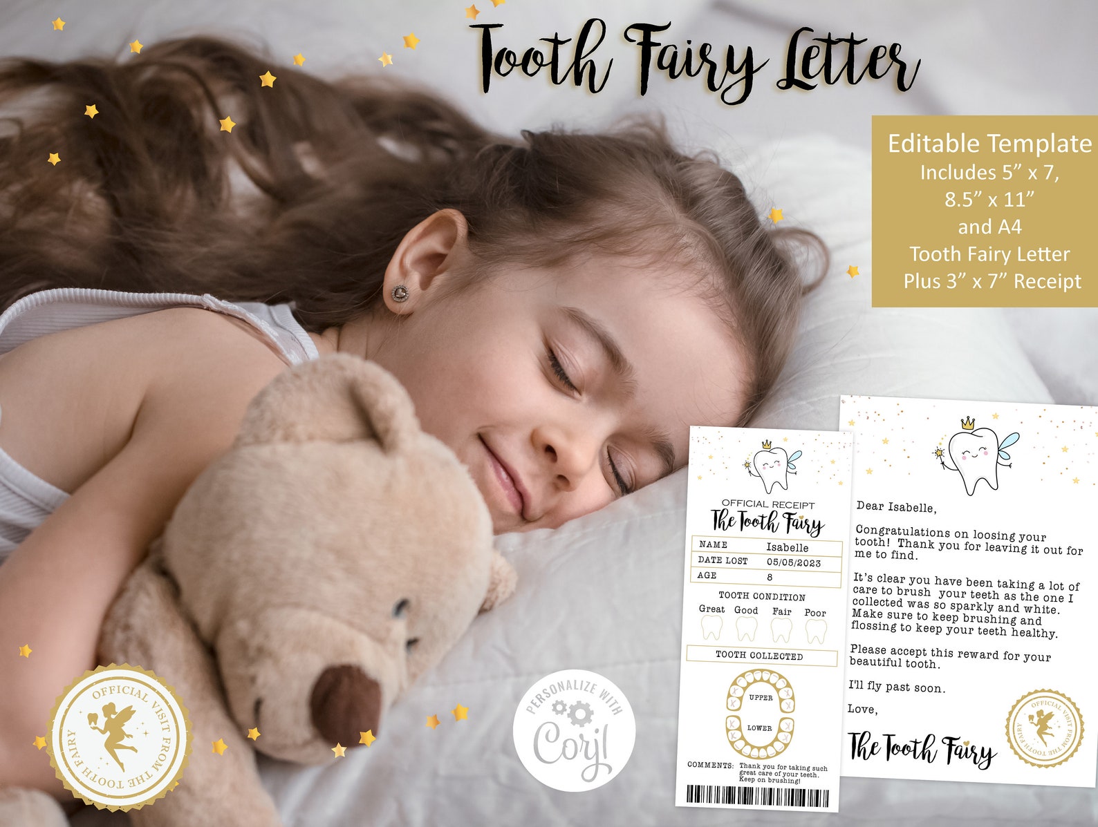Tooth Fairy Letter and Tooth Fairy Receipt, Tooth Fairy Pillow ...