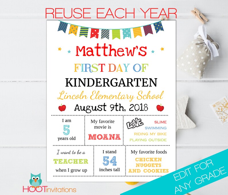 First Day of School Sign Editable, Back to School Sign, 1st Day of ...