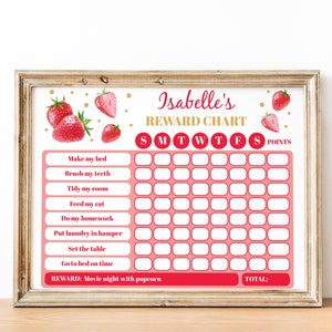 Editable Chore Chart, Strawberry Reward Chart, Chore Chart for Kids ...