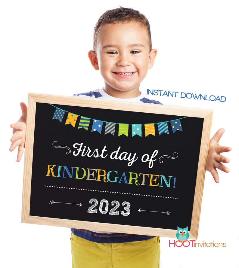 First Day of Kindergarten Sign Boy First Day of School Sign - Etsy