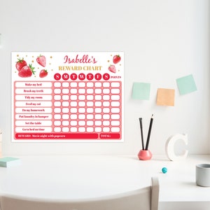 Editable Chore Chart, Strawberry Reward Chart, Chore Chart for Kids ...