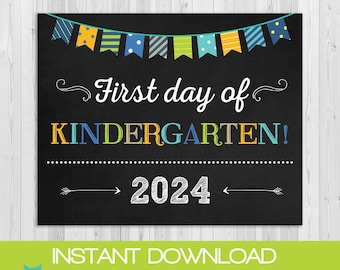 First Day of Kindergarten Sign, Back to School Sign Chalkboard Photo ...