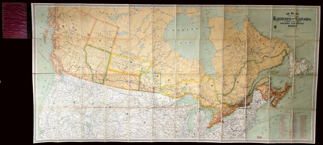 Rare Original Antique Victorian Map Shewing the Railways of Canada 1896 ...