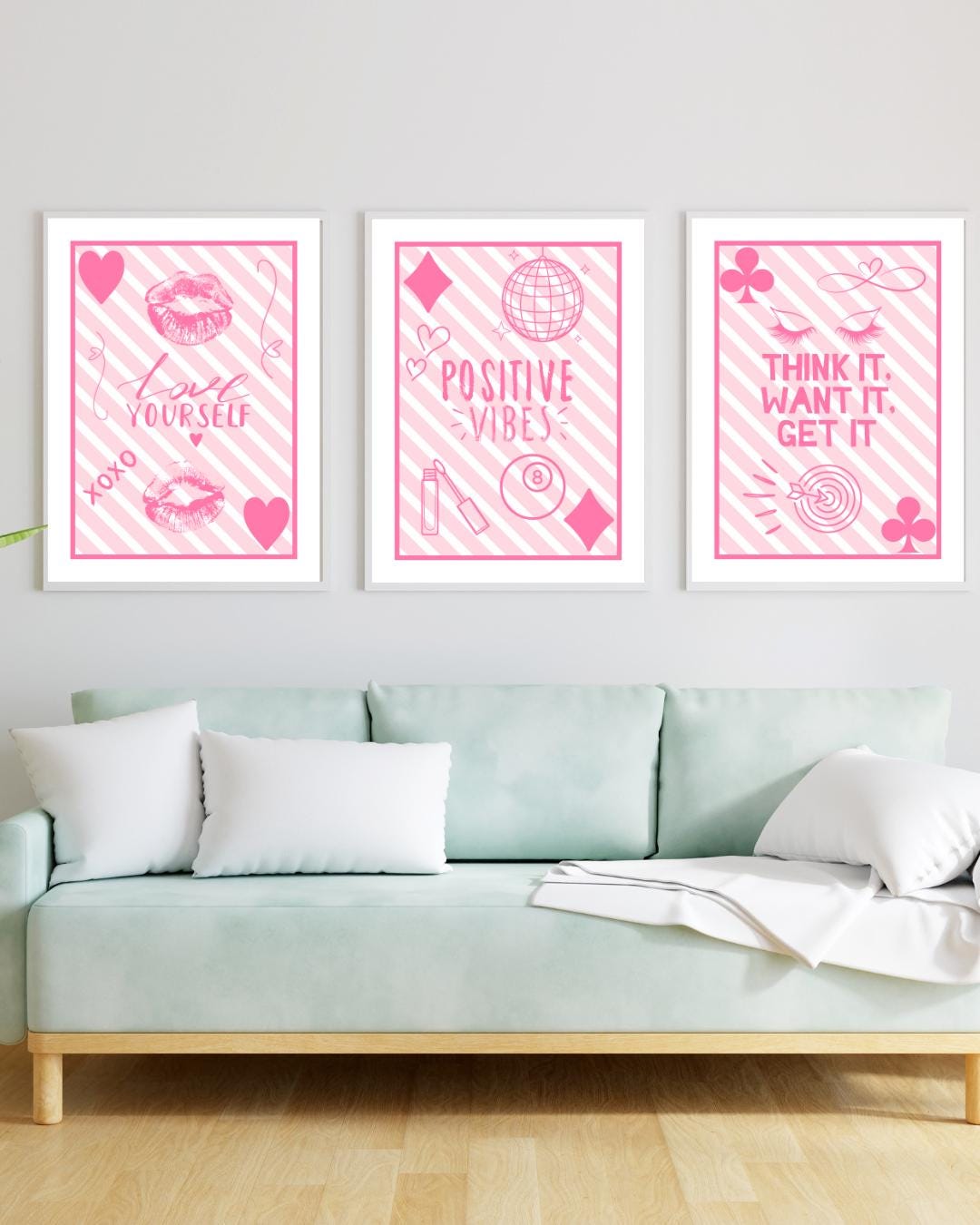 Pink Candy Stripe Poster Prints: Dorm Decor, Positive Affirmations ...