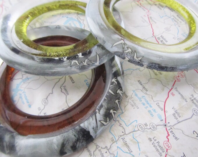 Three Recycled Glass Bottle Rings - Grey Goose Fused With Amber Wine ...
