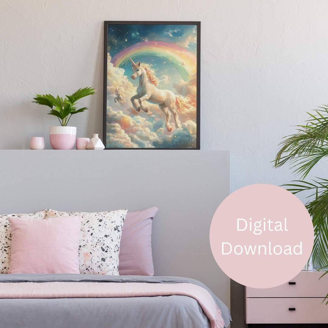 Magical Unicorn Printable Wall Art Enchanting Nursery Decor Printable ...