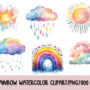 Vibrant Rainbow Watercolor Clipart | Hand-painted Digital Download ...