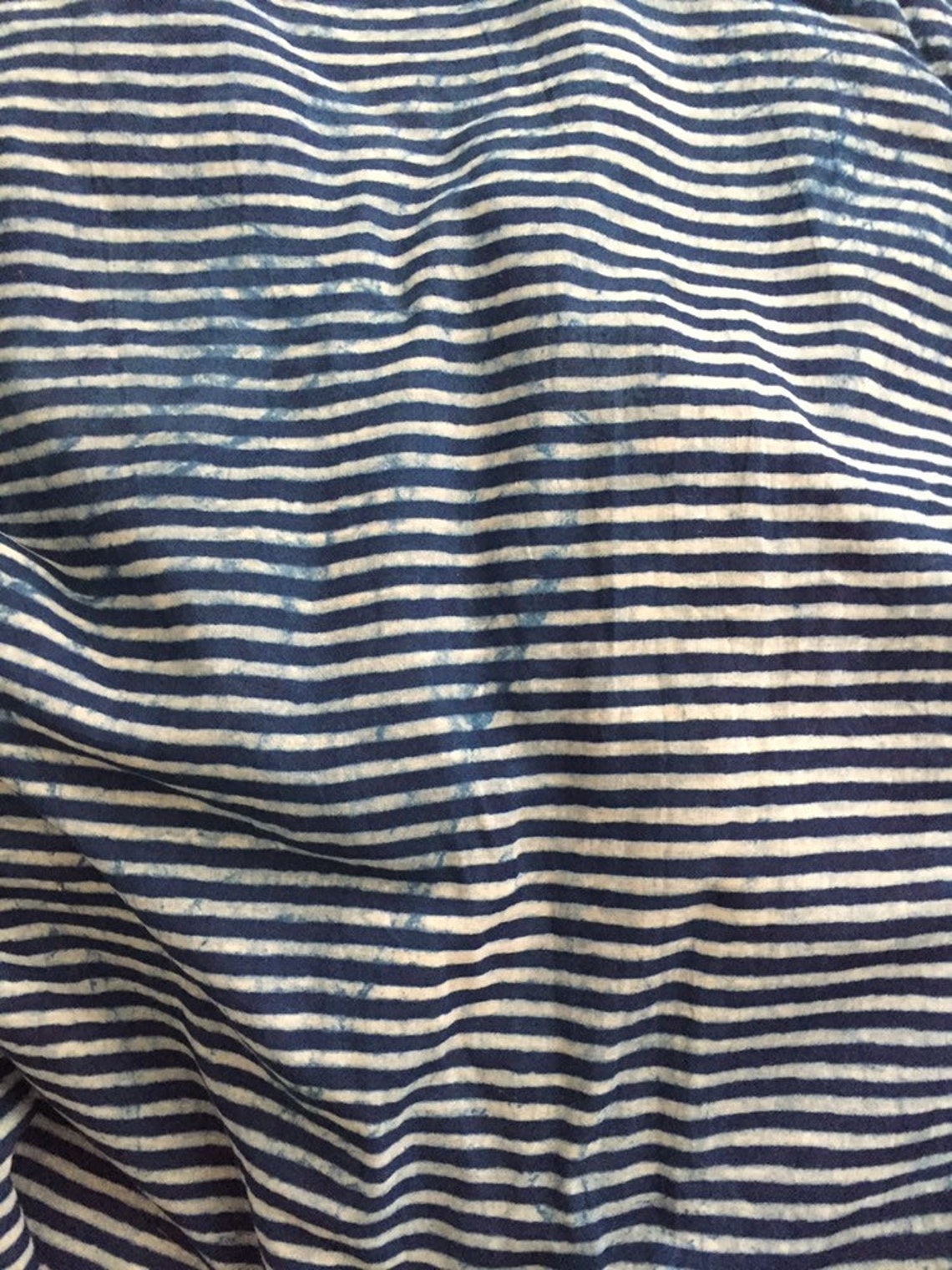 Striped Indigo Dyed 100% cotton block printed by hand Dabu | Etsy