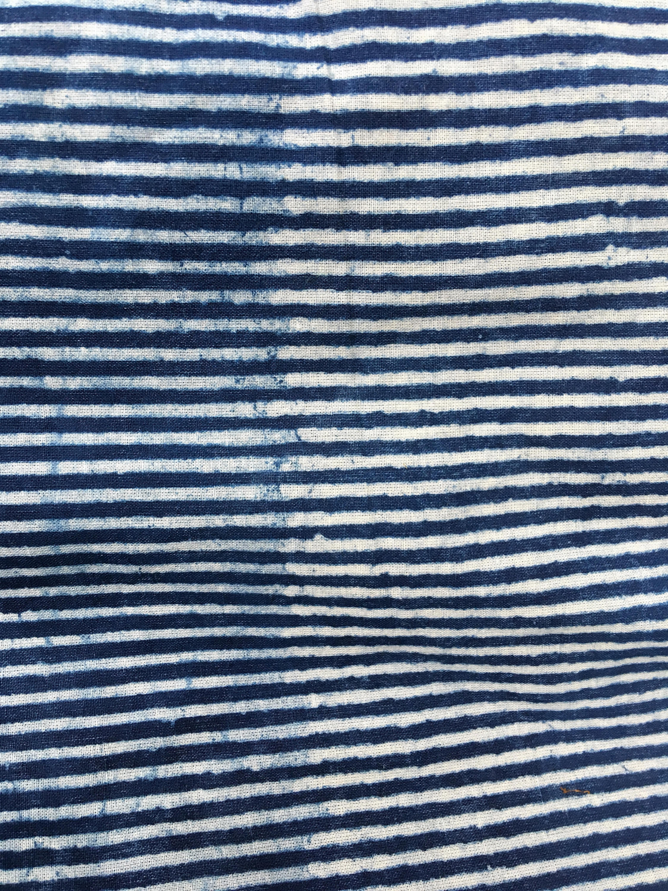 Striped Indigo Dyed 100% cotton block printed by hand Dabu | Etsy