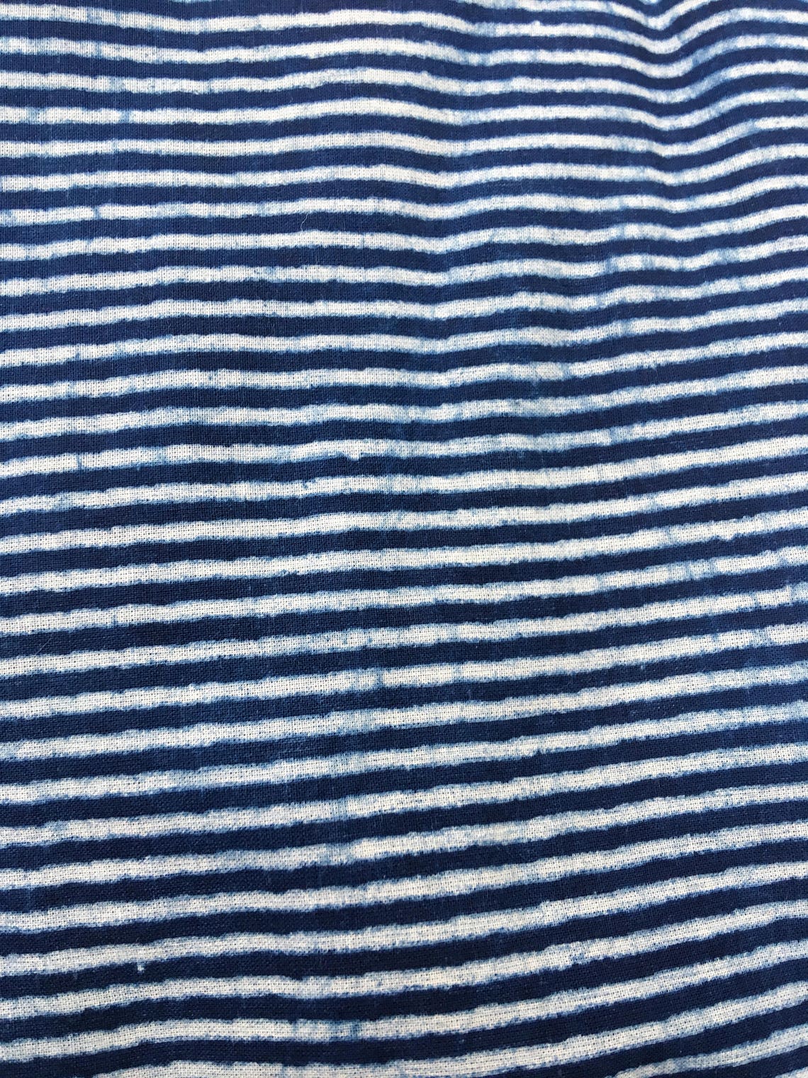 Striped Indigo Dyed 100% cotton block printed by hand Dabu | Etsy
