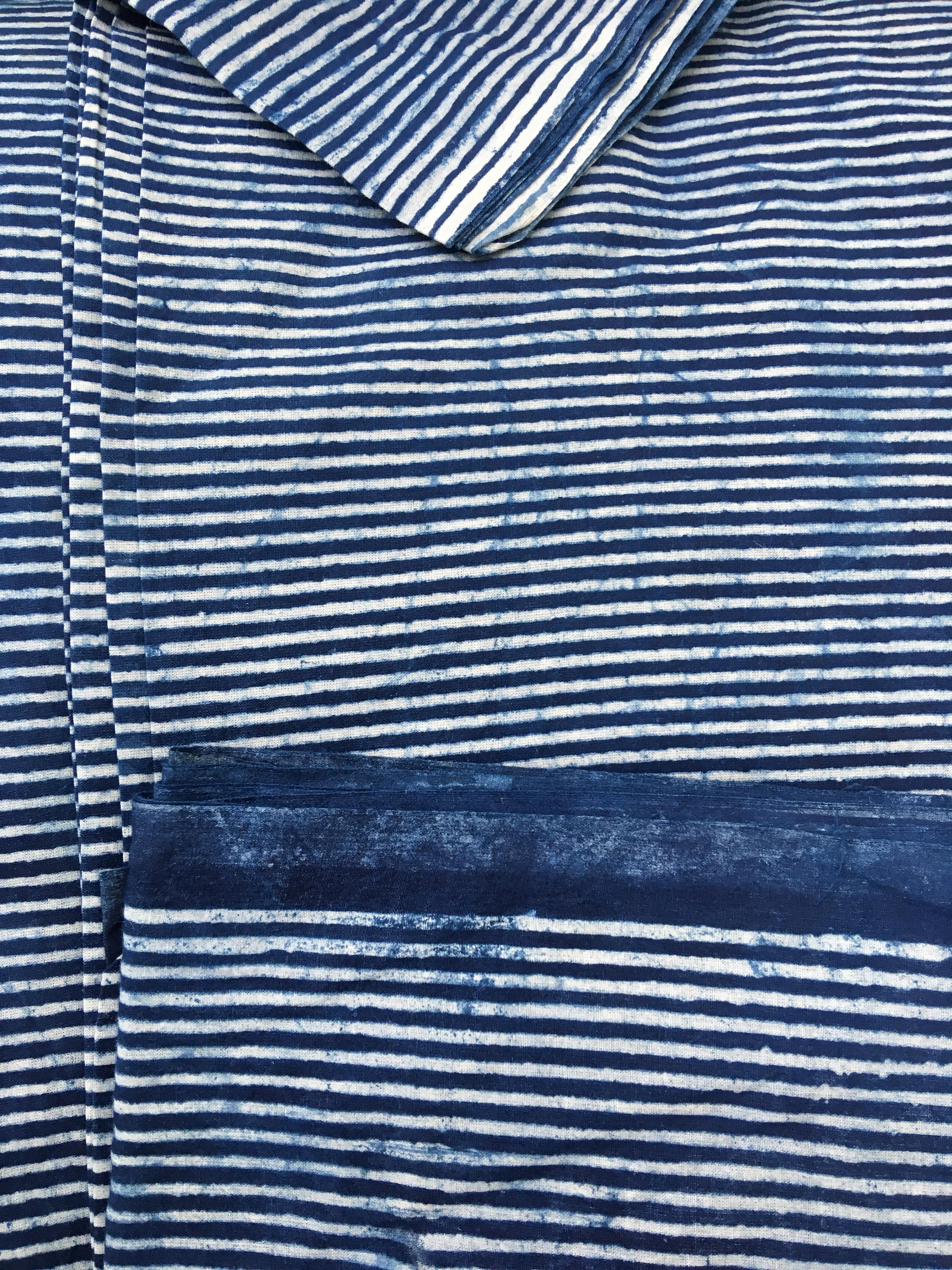 Striped Indigo Dyed 100% cotton block printed by hand Dabu | Etsy