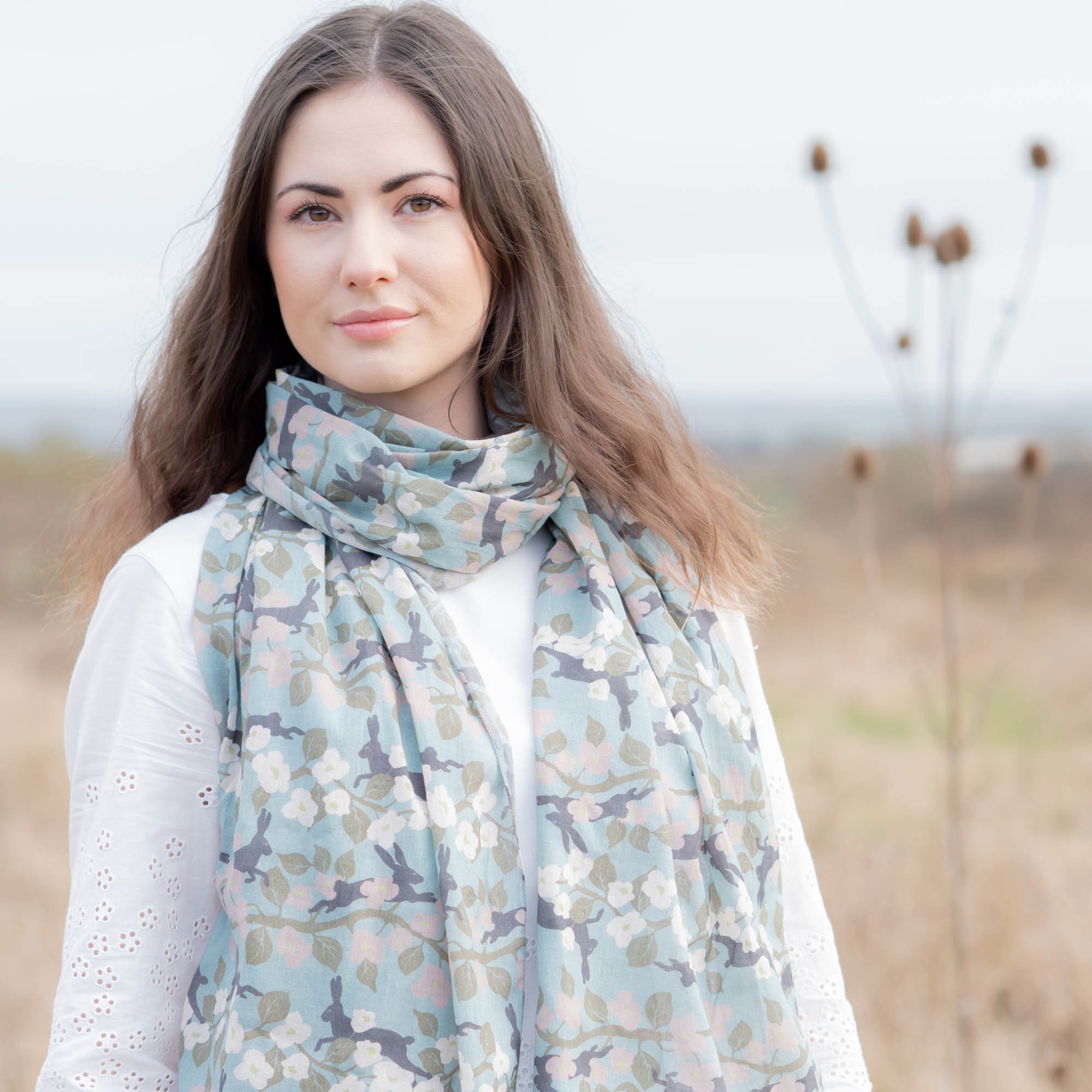 Run Rabbit Blue Cotton Scarf/ Hares Scarf/ Rabbit/ Scarf/ Hare - Etsy UK