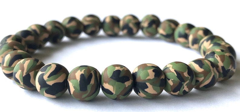 Camouflage Polymer Clay Bead Bracelet Army Military - Etsy