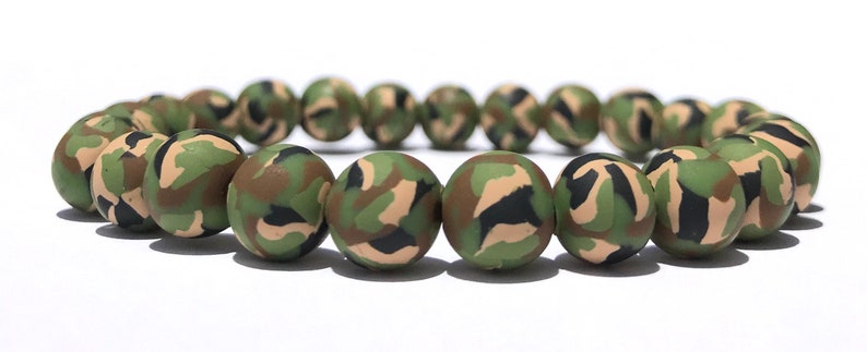 Camouflage Polymer Clay Bead Bracelet Army Military - Etsy