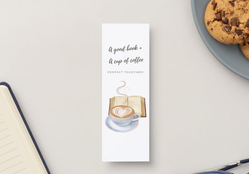 Bookmark - A Good Book & A Cup of Coffee - Etsy