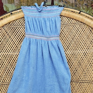 70s Blue Terry Cloth Summer Dress, Girls 8 - Etsy