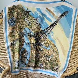 Vintage Paris Eiffel Tower Scarf Made in France - Etsy