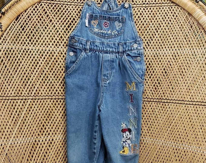 Y2K Minnie Mouse Blue Jean Overalls by Mickey & Co., 4T - Etsy