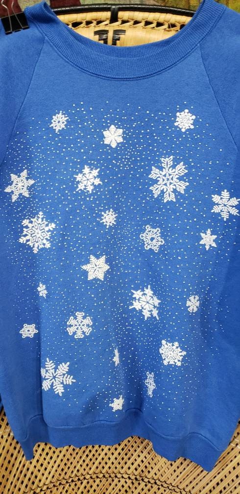 Vintage Blue Snowflakes Sweatshirt by Fruit of the Loom - Etsy