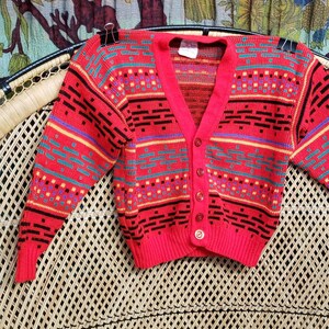 90s Kids Red Cardigan, M 5/6 - Etsy