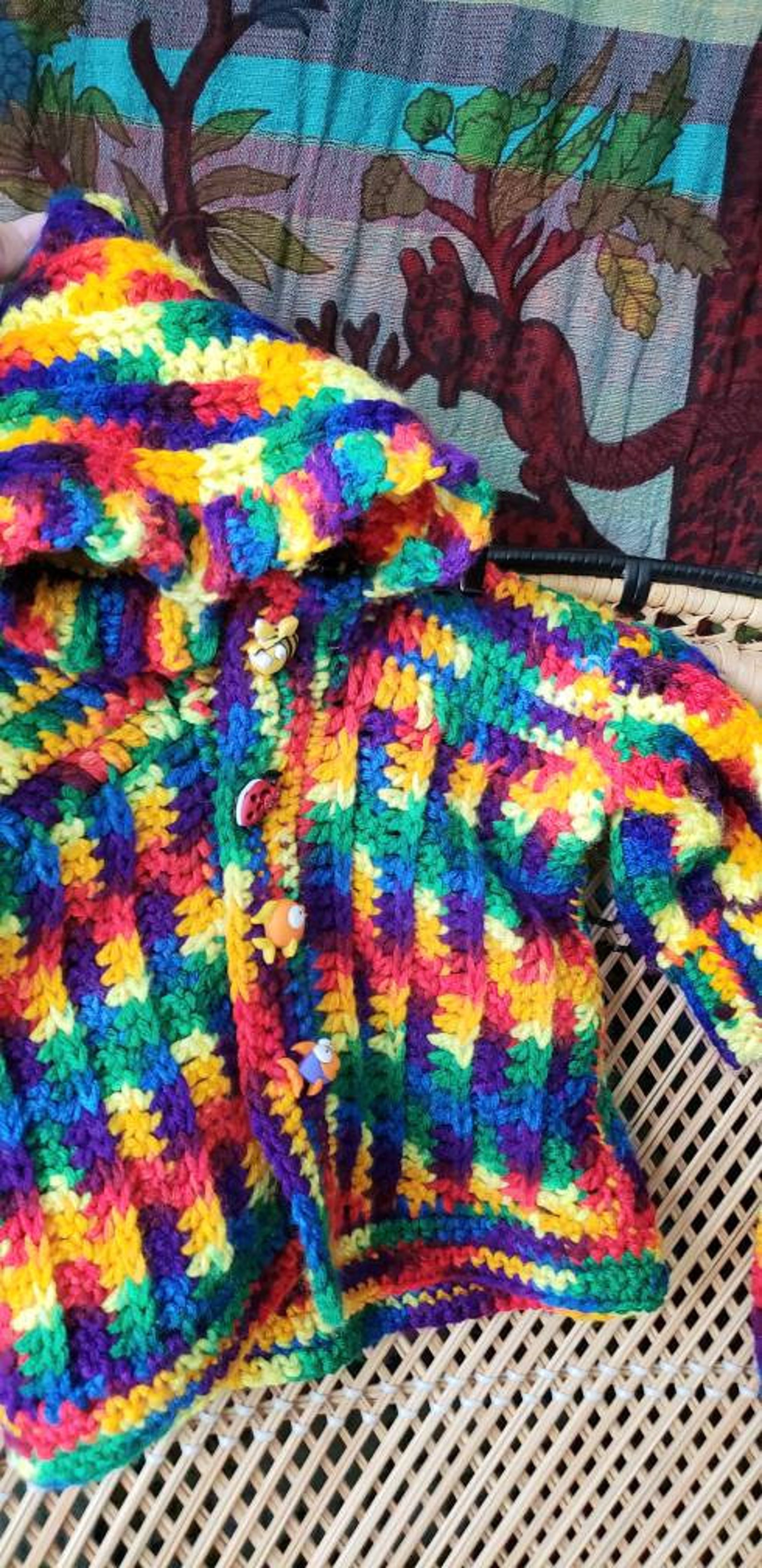 90s Rainbow Baby Knit Sweater Jacket and Pants Set Hippie | Etsy