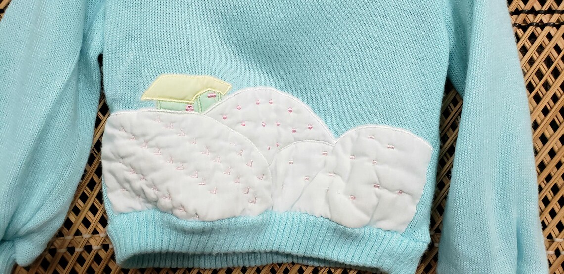 80s Blue Knit Winter Scene Sweater by Tiny Town, 24M - Etsy