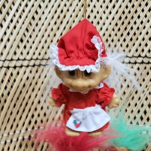 90s Christmas Trolls Set of 3, Angel Troll Ornament, Mrs. Claus Troll ...