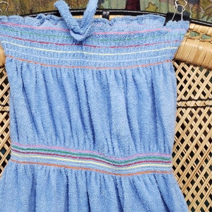 70s Blue Terry Cloth Summer Dress, Girls 8 - Etsy